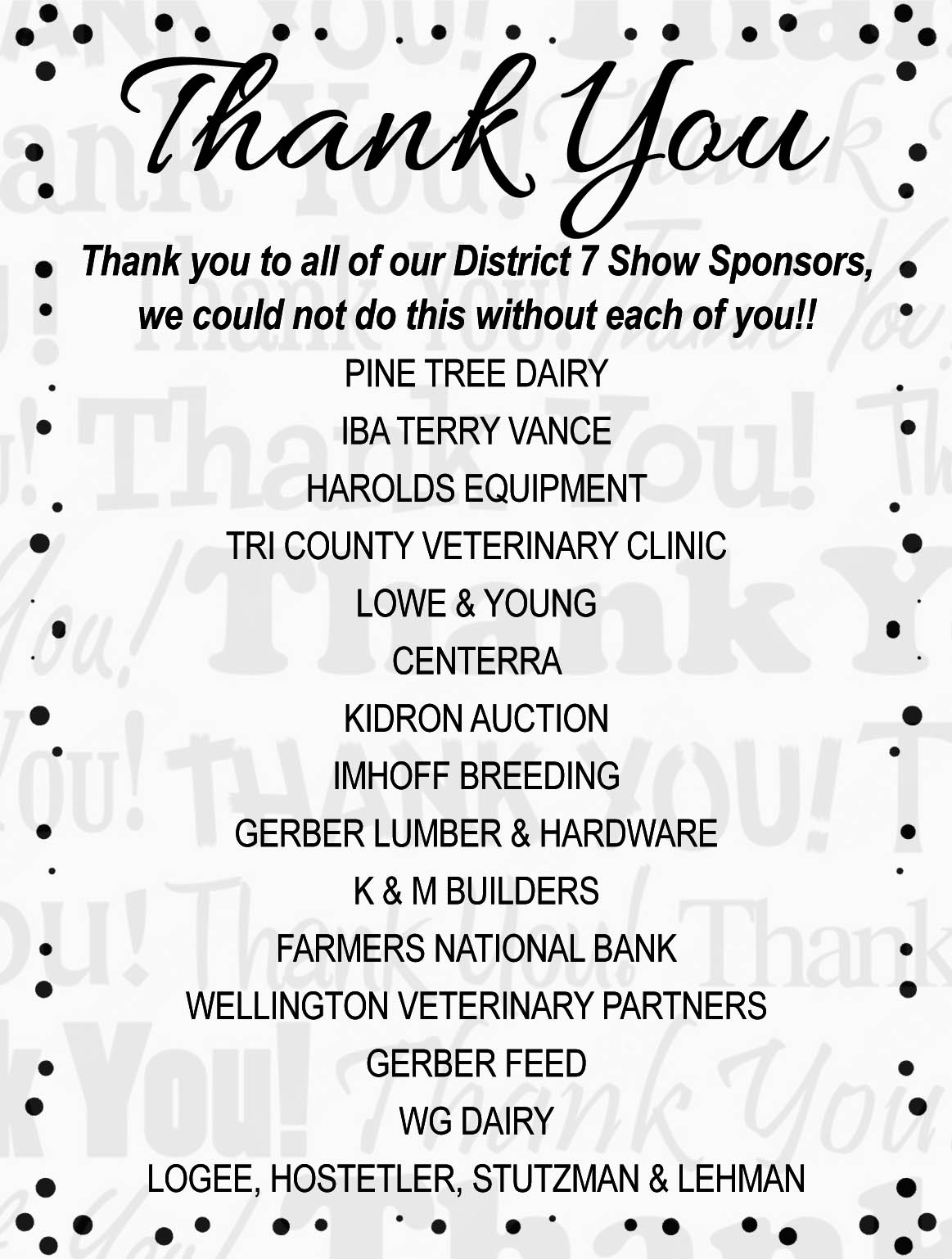 District 7 – Thank you – Ohio Holstein Association